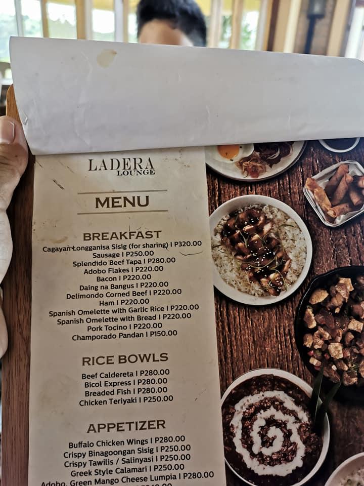 Menu at Ladera Golfer’s Lounge restaurant, Laurel