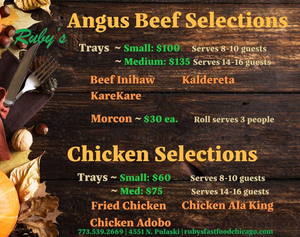 Menu at Ruby's Fast Food, Chicago