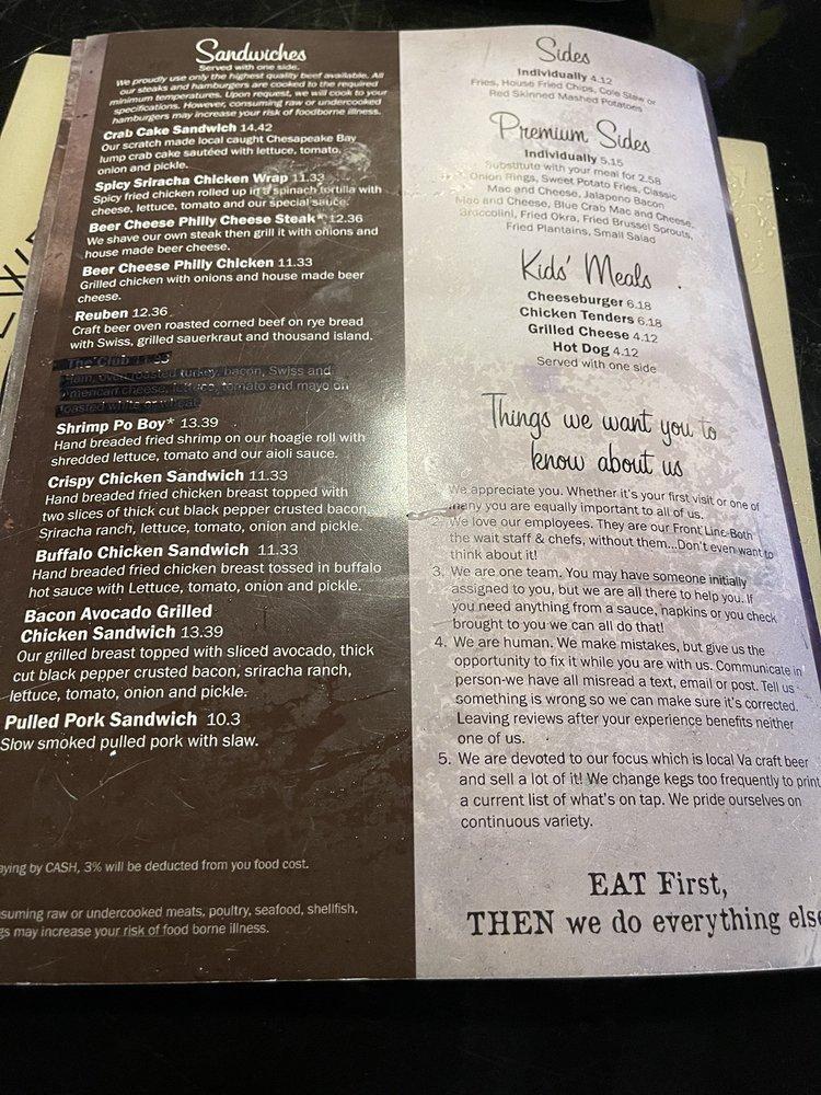 Menu at Tap It Local -Western Branch pub & bar, Chesapeake