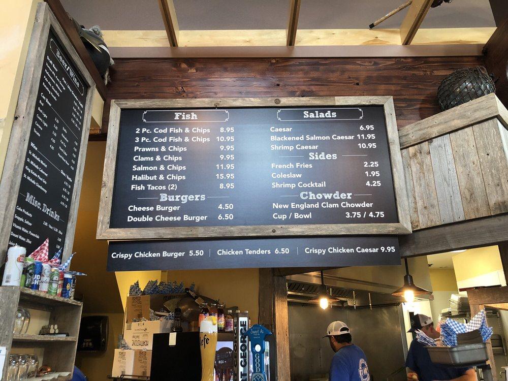 Menu at Tom's Fish & Chips restaurant, Cannon Beach