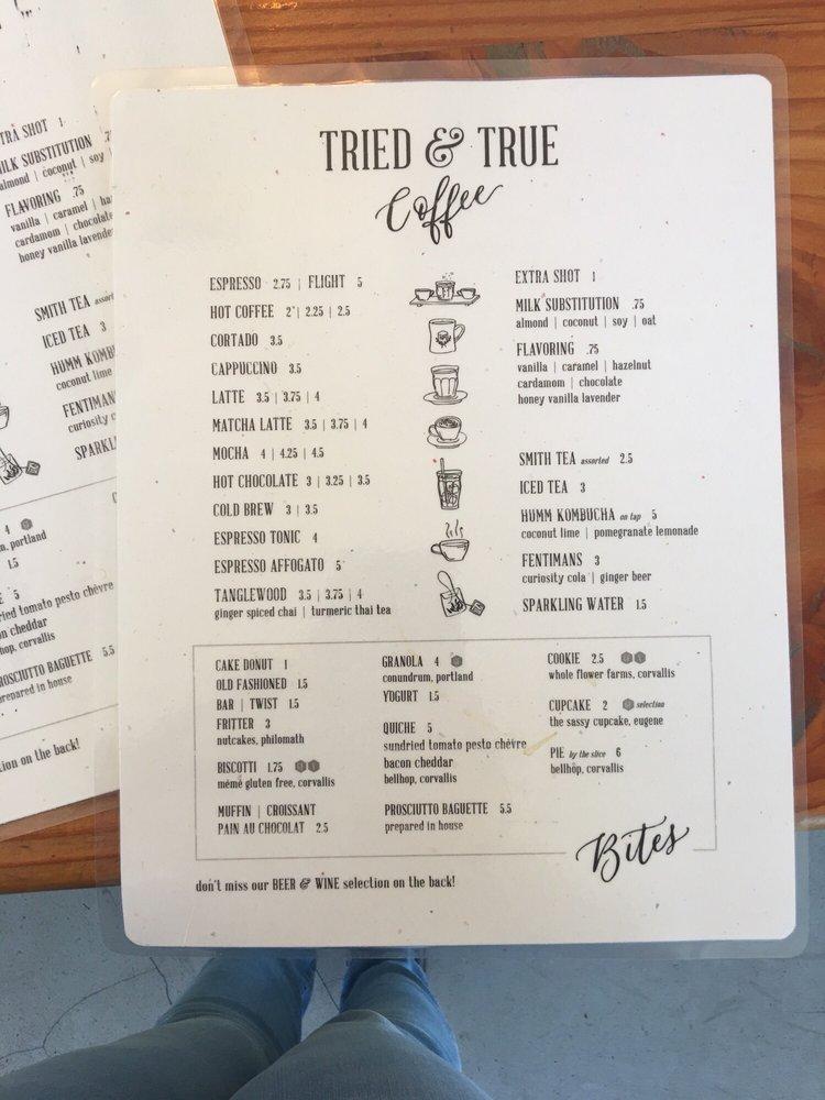 Menu at Tried & True Coffee Company restaurant, Corvallis, 120 SW ...