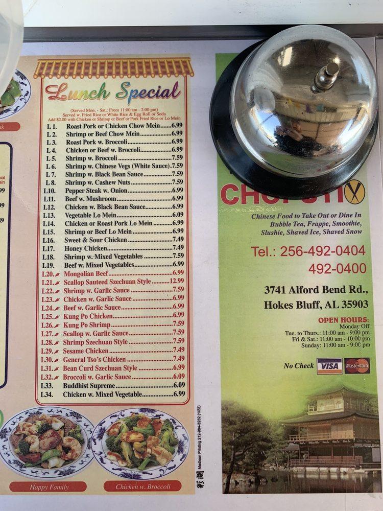 Menu at Chop Stix fast food, Hokes Bluff