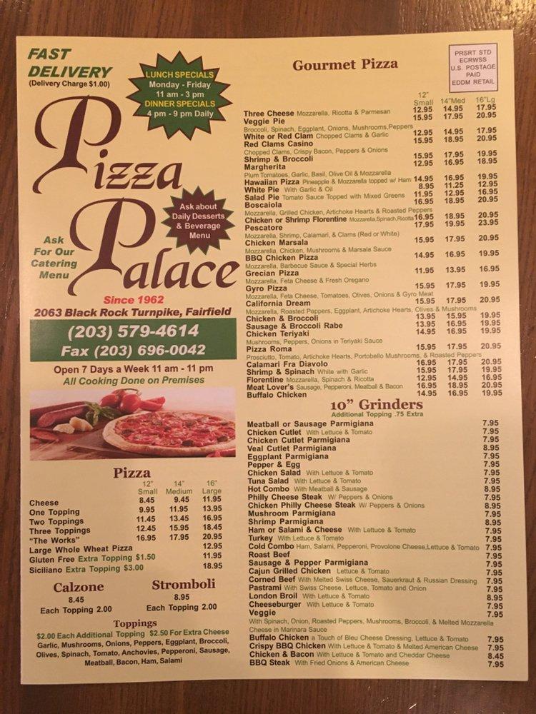 Menu at Pizza Palace pizzeria, Fairfield, Black Rock Tpke