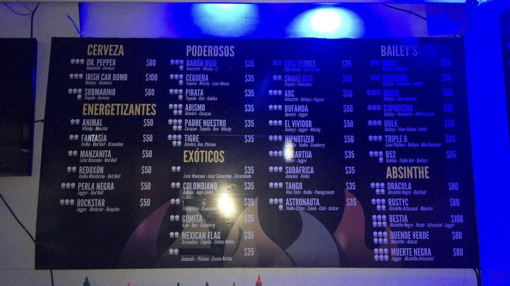 Menu at Shots Factory pub & bar, Ensenada, Primera 334