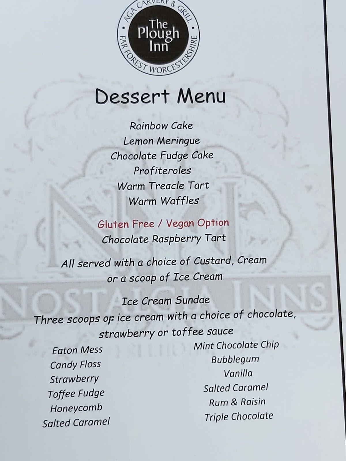 Menu at The Plough Inn pub & bar, Bewdley, The Plough Inn