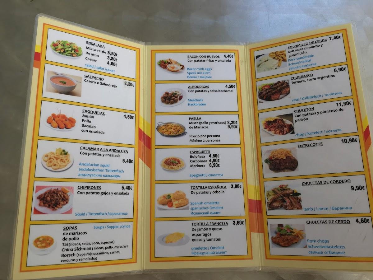 Menu at Bar Iberia, Palma