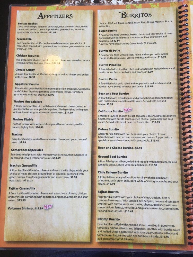 Menu at Fiesta Guadalajara Méxican Restaurant, Rock Springs, 19 Elk St