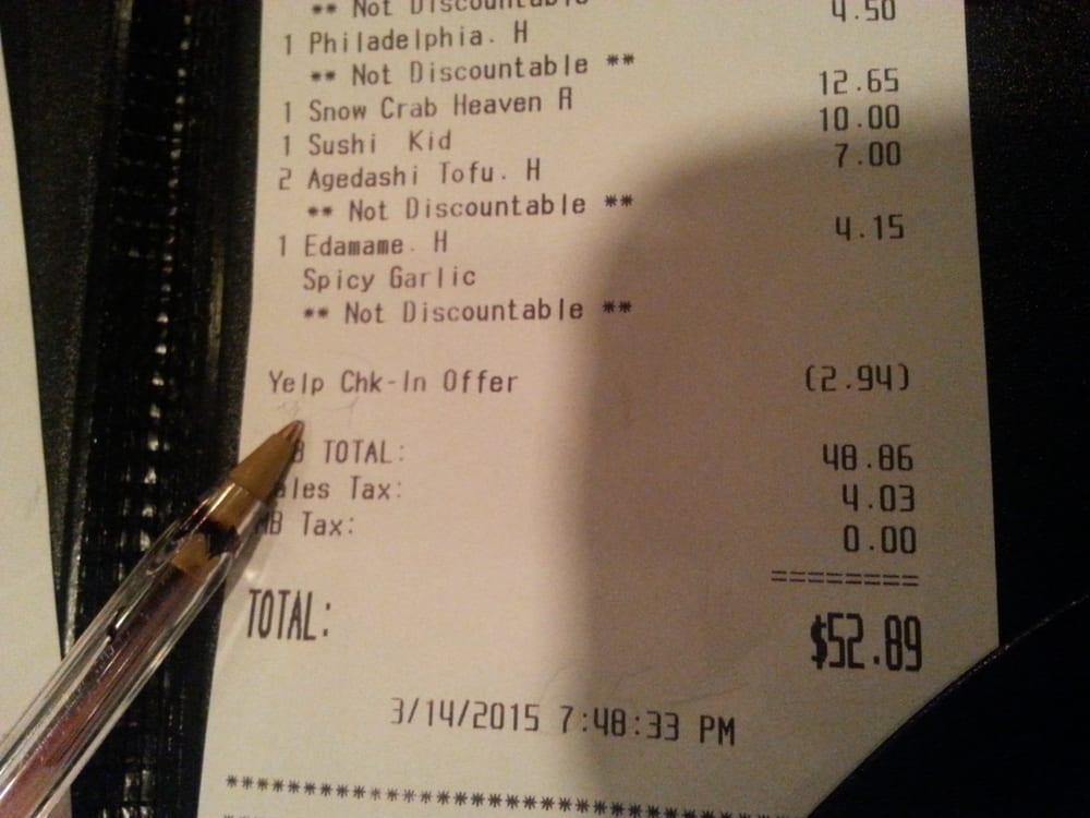 Menu at Fukuda sushi Japanese restaurant, The Woodlands