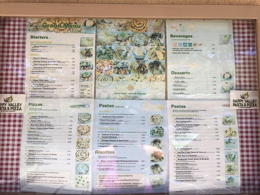 Menu at Happy Valley Pasta & Pizza pizzeria, Honolulu