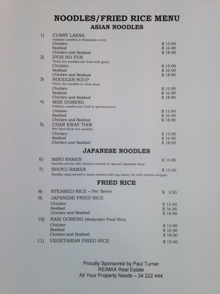 Menu at Jun Japanese-Malaysian Cuisine restaurant, Wishart