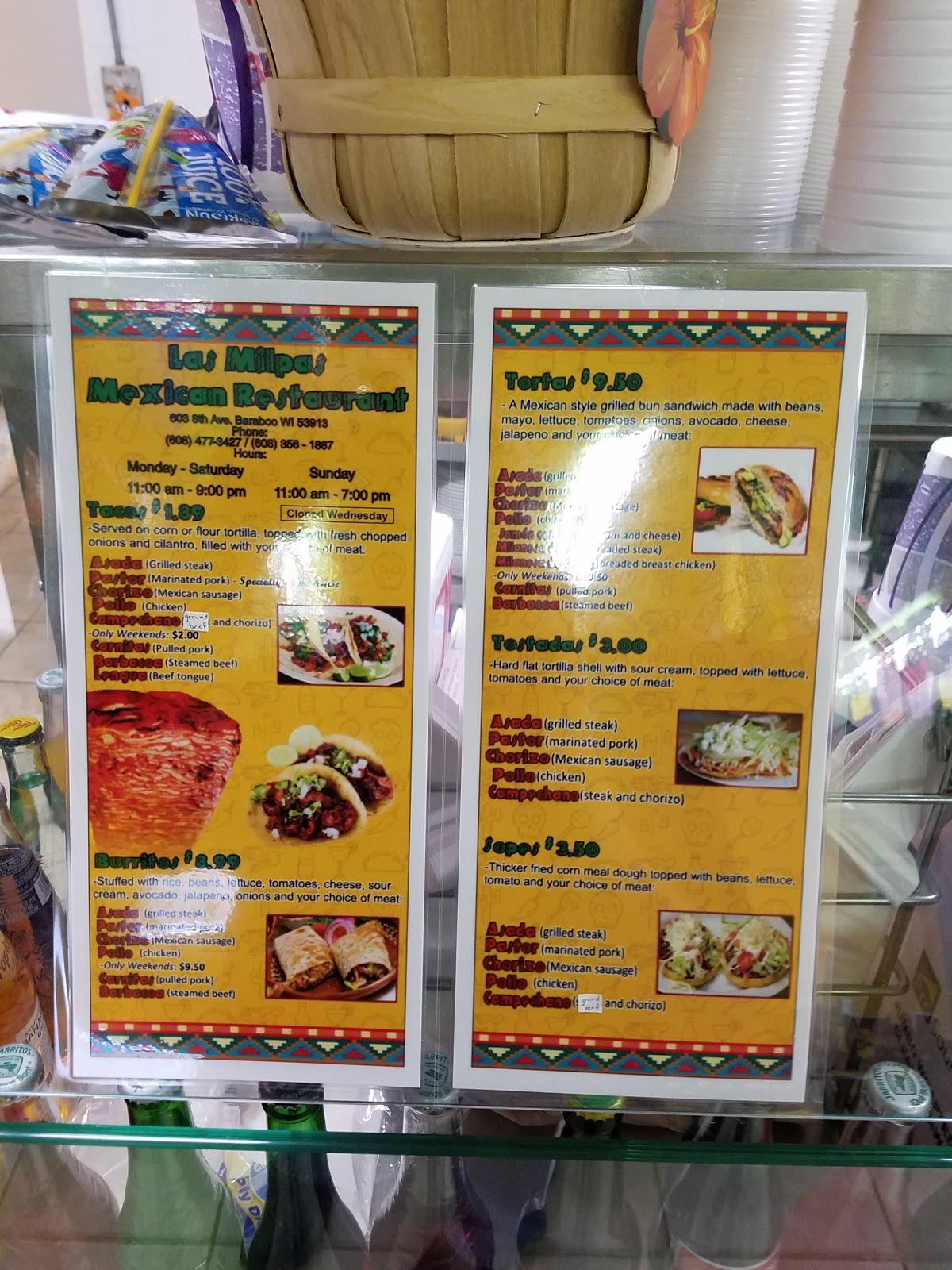 Menu at Las Milpas Restaurant & Store, Baraboo