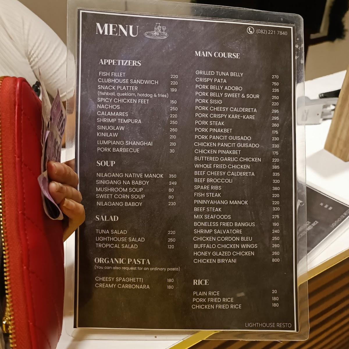 Menu at Lighthouse Resto restaurant, Davao City