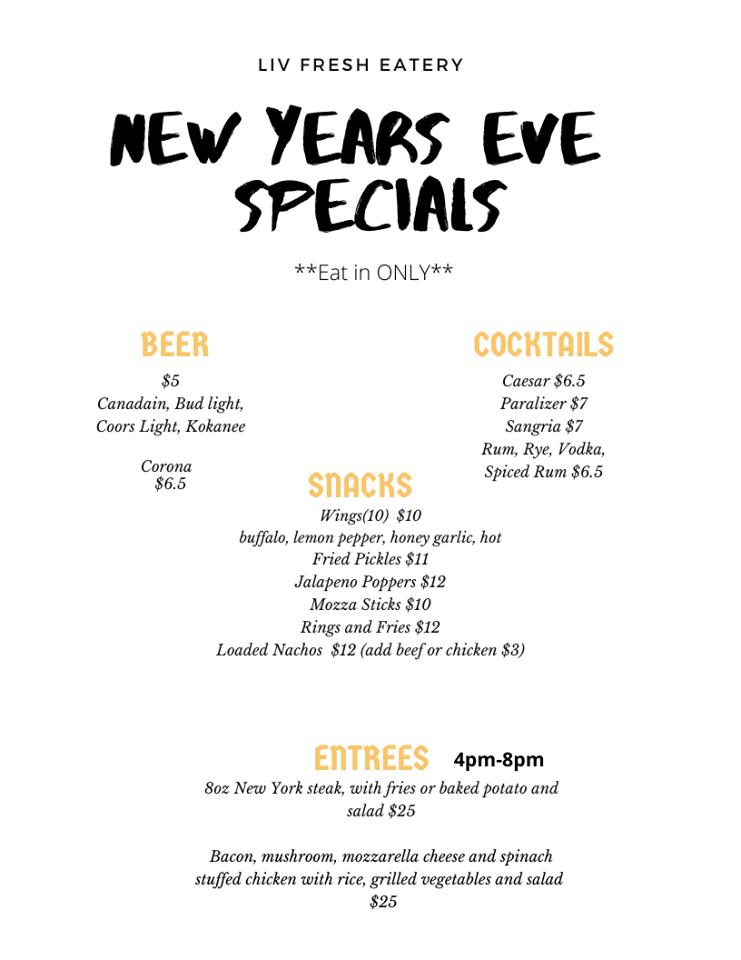 Menu at Liv Fresh Eatery & Catering restaurant, Southey