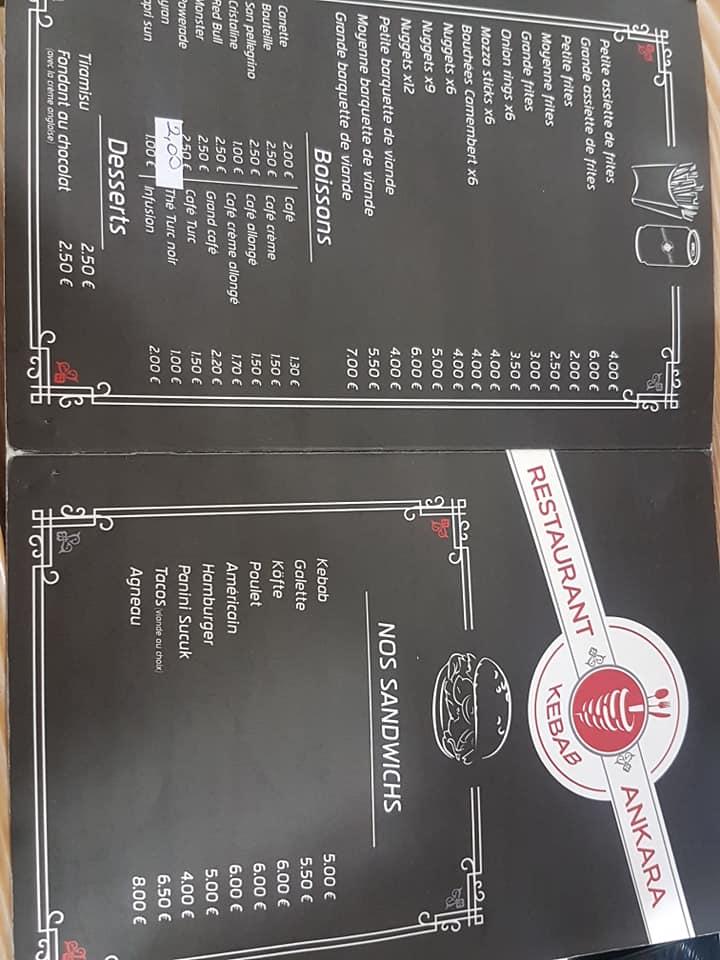 Menu at Restaurant Ankara, Cluses