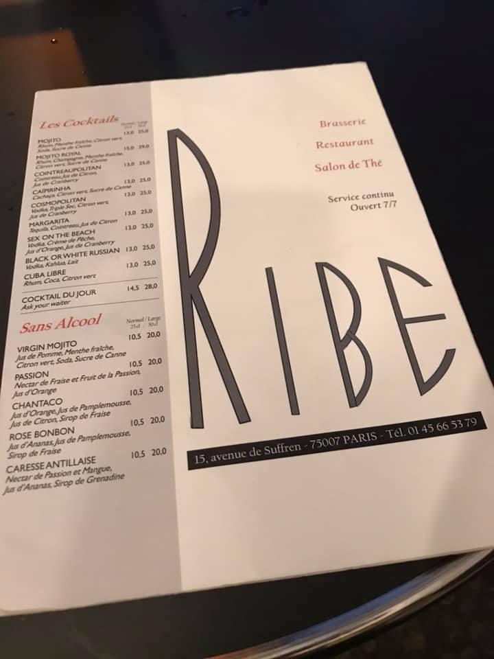 Menu at Restaurant Chez Ribe, Paris