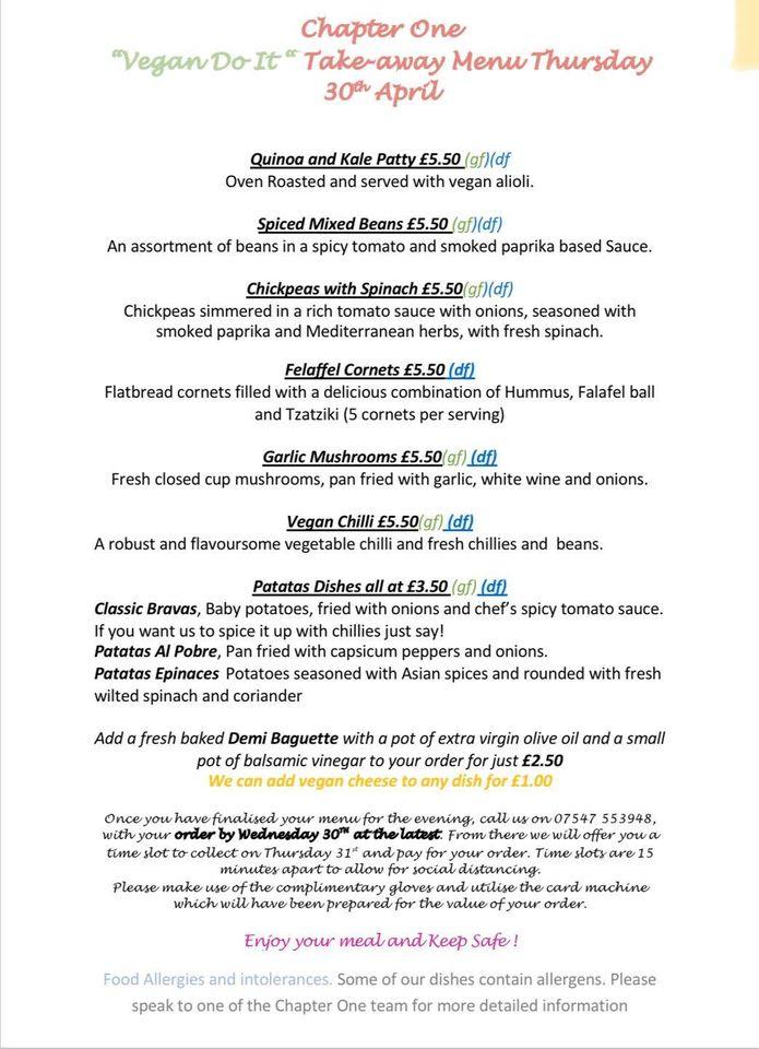 Menu at Chapter One Bar And Kitchen, Oldham