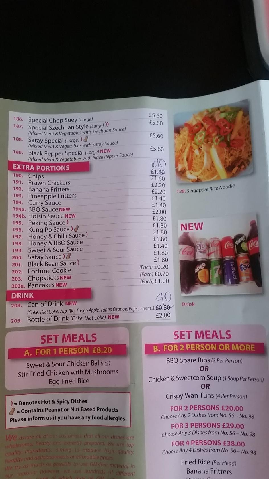 Menu at Golden pool fast food, Southampton