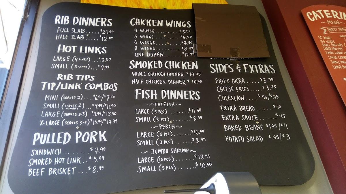 Menu at Honey 1 BBQ, Chicago, 746 E 43rd St