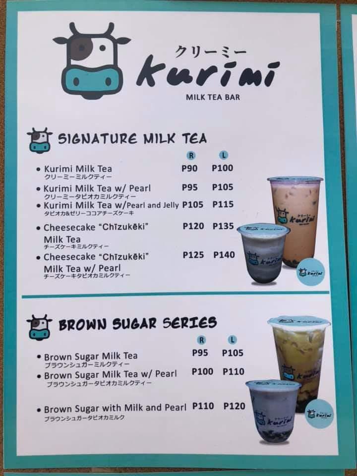 Menu at Kurimi Milk Tea Bar - DM Express - Dipolog, Dipolog City