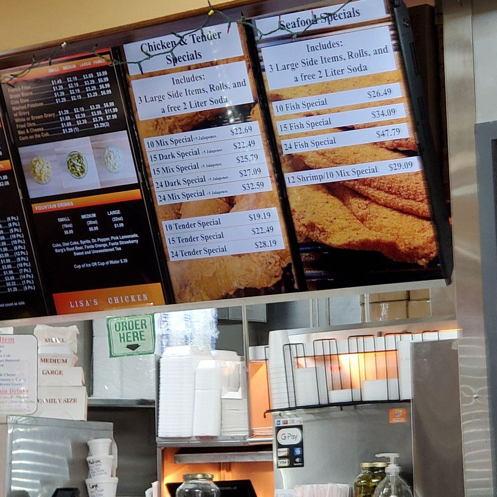 Menu at Lisa's Chicken restaurant, Cedar Hill, 303 W Cooper St