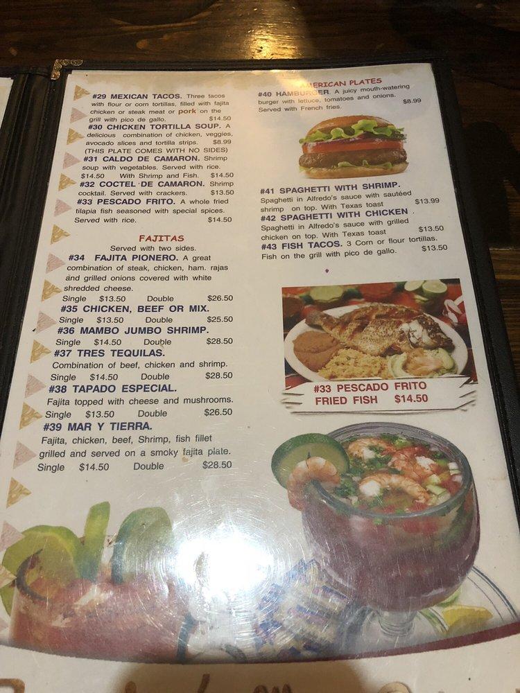 Menu at Ramiro's Mexican Restaurant, Woodward