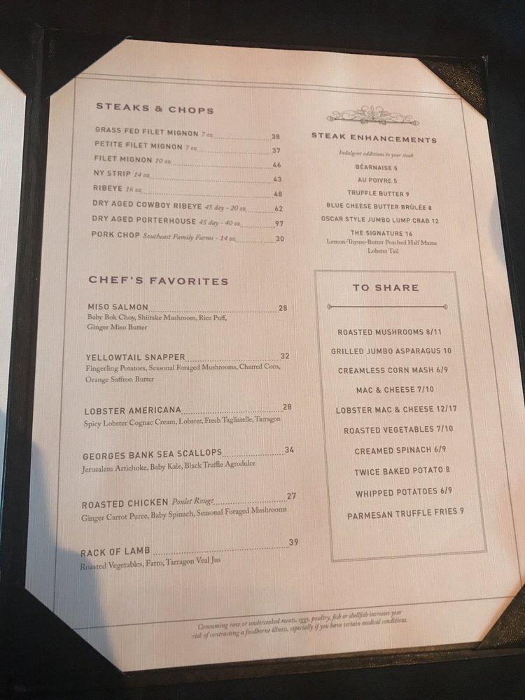 Menu at Rococo Steak steakhouse, Saint Petersburg