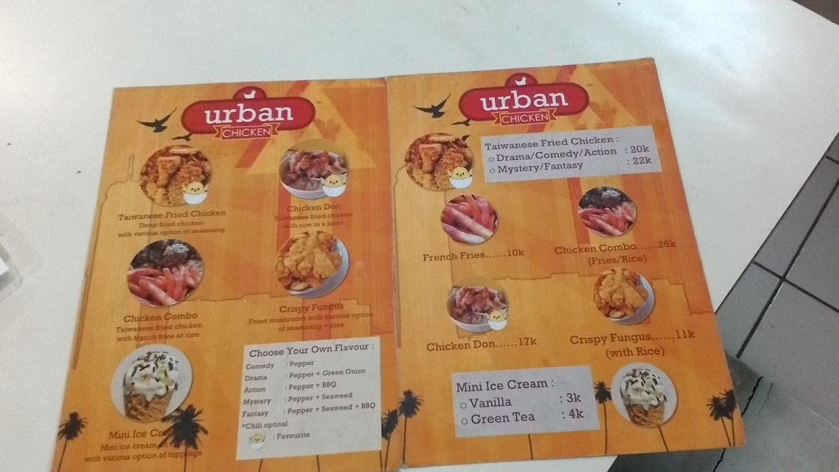 Menu at Urban Chicken restaurant, Bandung