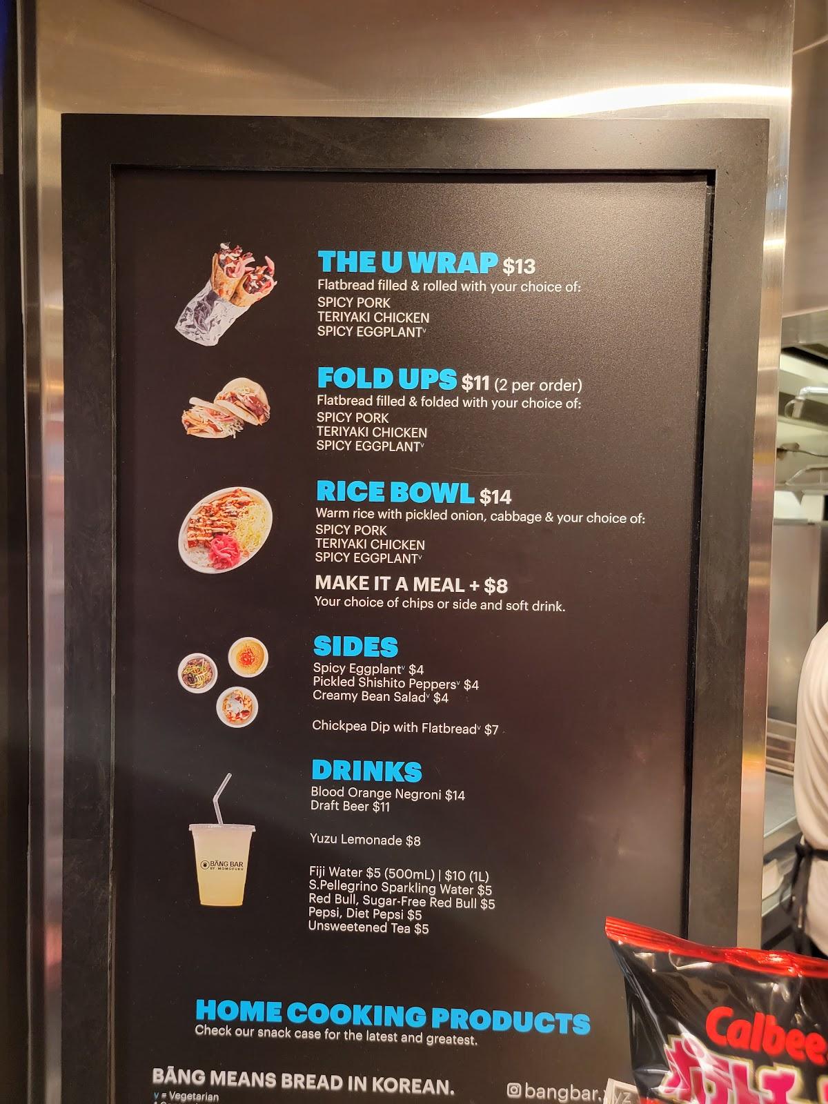 Menu at Bang Bar, Las Vegas