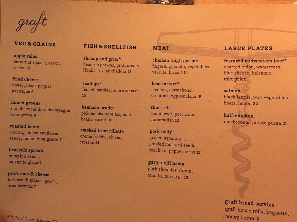 Menu at Graft pub & bar, Madison