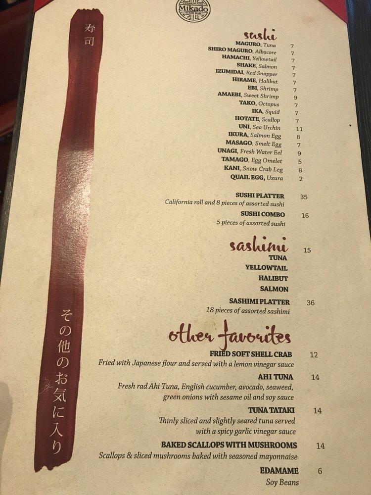 Menu at Mikado Japanese Steakhouse, Palm Desert, 74-855 Country Club Dr