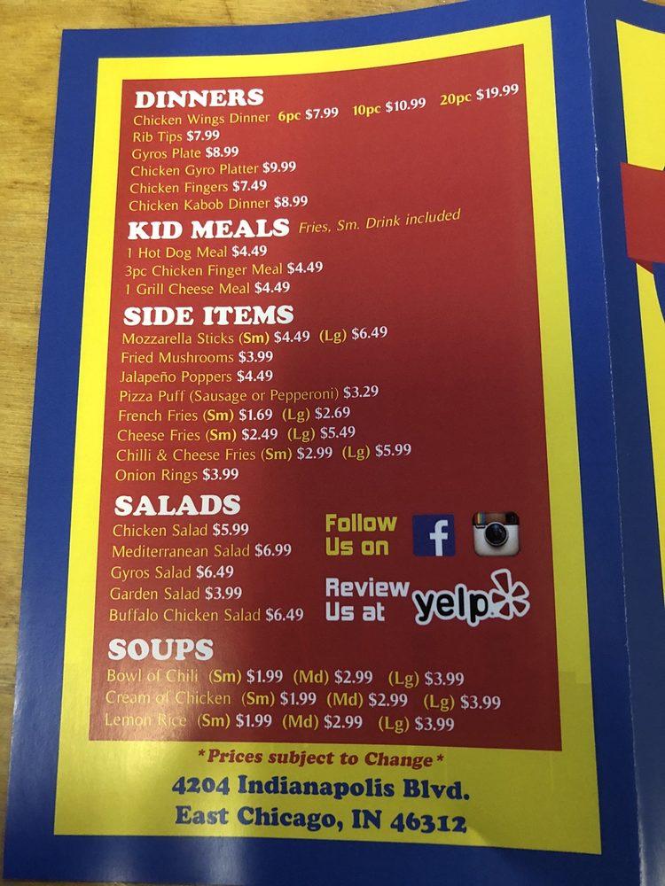Carta de comida rápida Saul's Chicago Style Grill, East Chicago