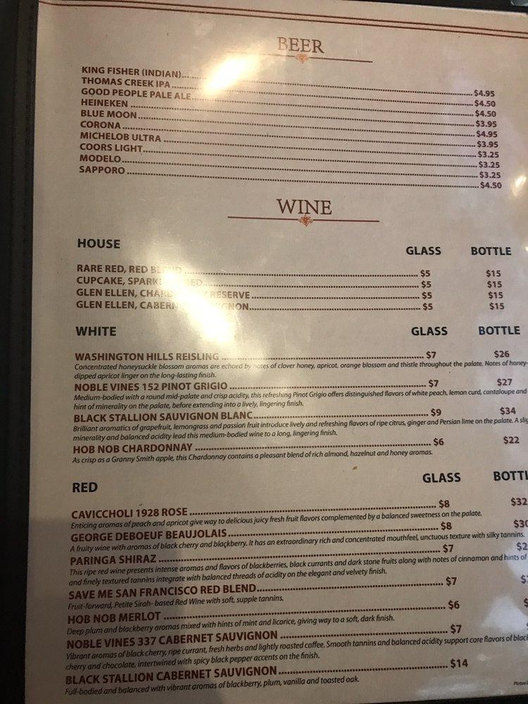 Menu at Sitar Indian Restaurant, Birmingham, 4th Ave S
