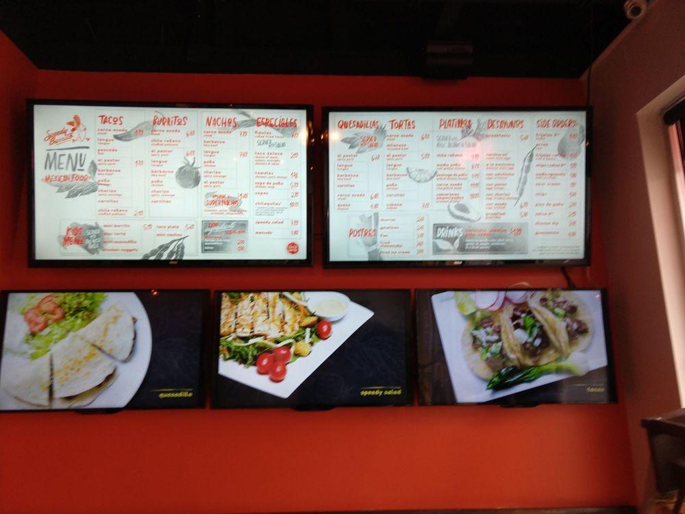 Menu at Speedy Burrito fast food, Winder
