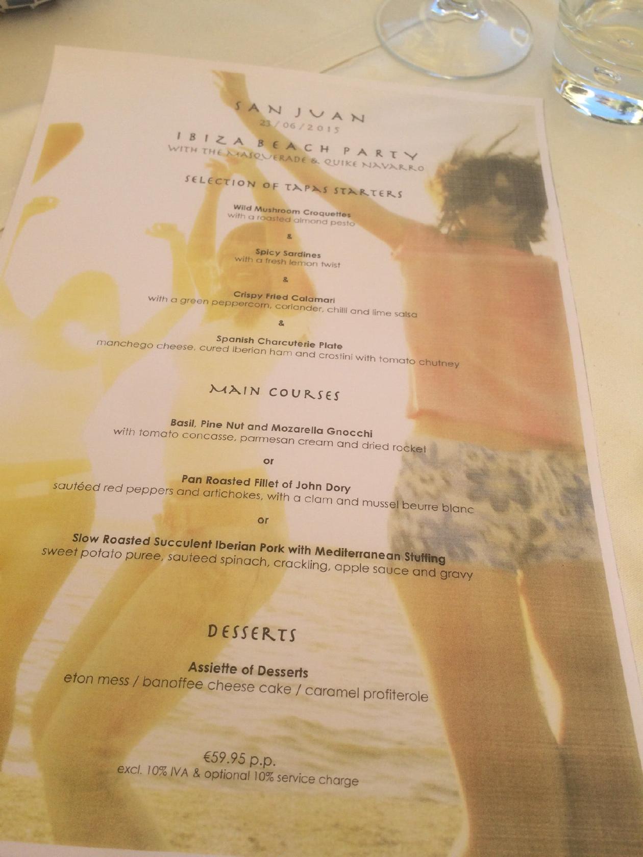 Menu at The Beach House Restaurant Marbella, Marbella