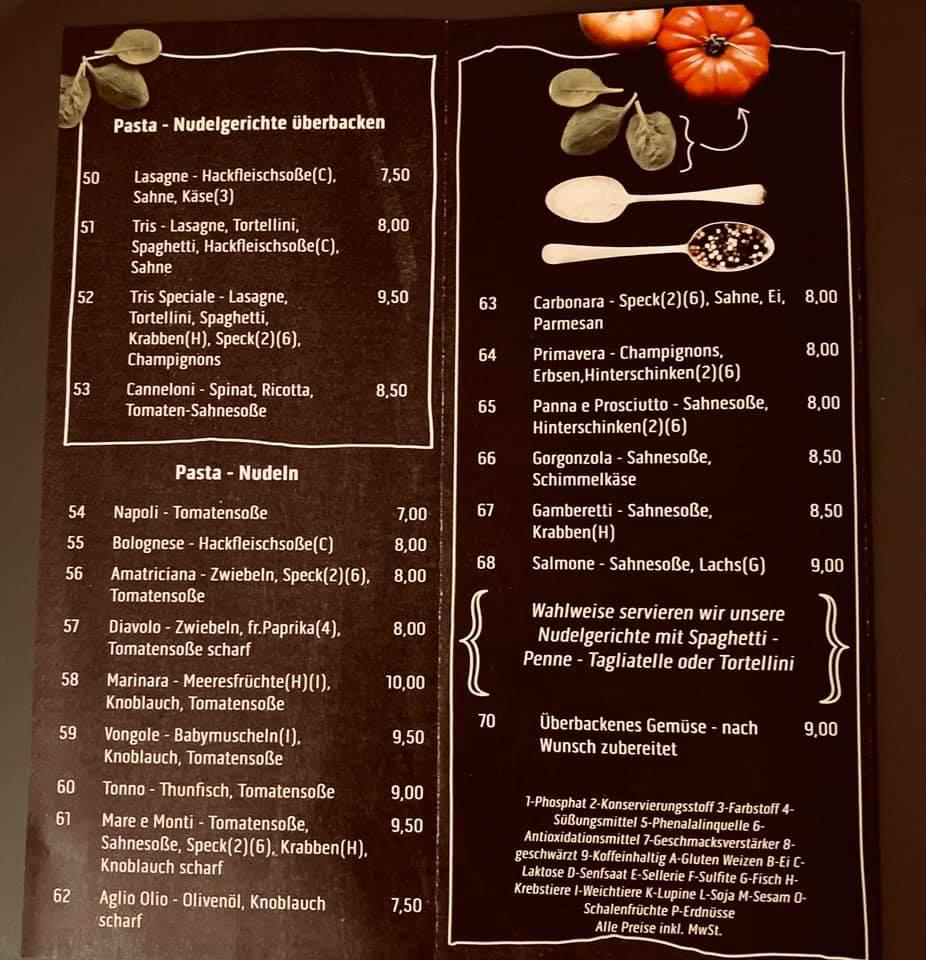 Speisekarte von Trattoria da Sama restaurant, Selfkant