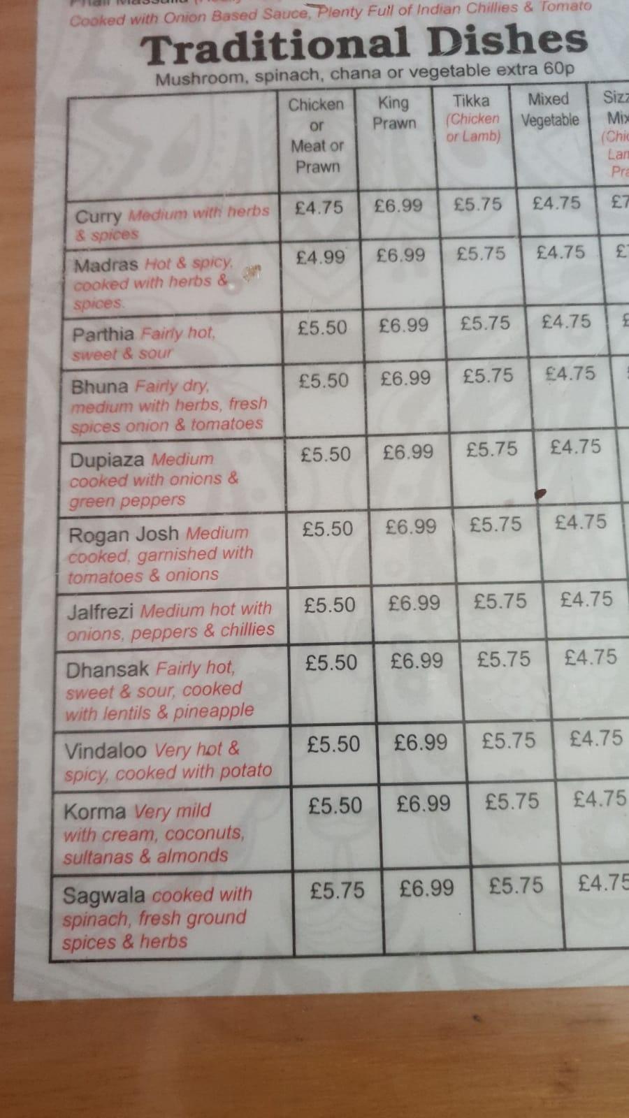 Menu at Balti Queen fast food, Birmingham, 136 Bromford Dr