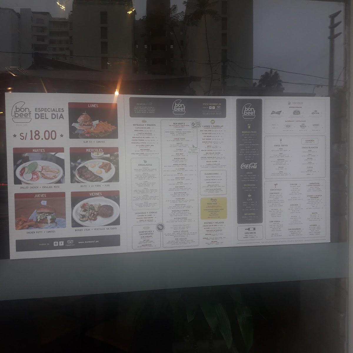 Carta del pub y bar Bon Beef - Paseo Fibra (Magdalena), Lima, 381