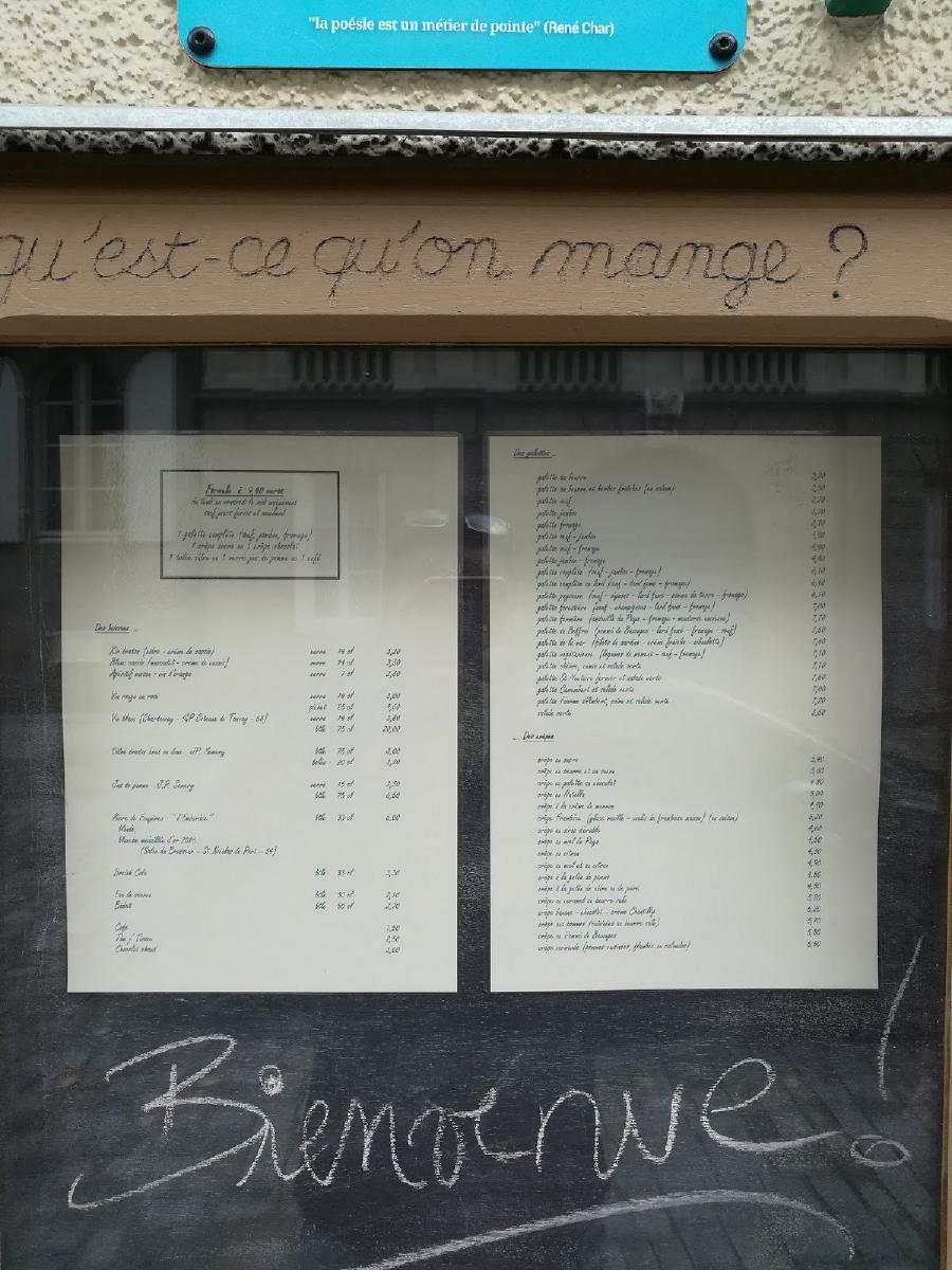 Menu au La Galette Du Beffroi restaurant, Fougères