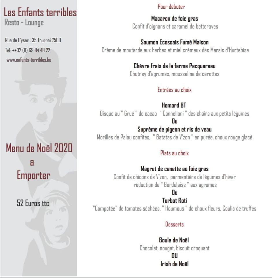 Menu au Les Enfants Terribles, Tournai