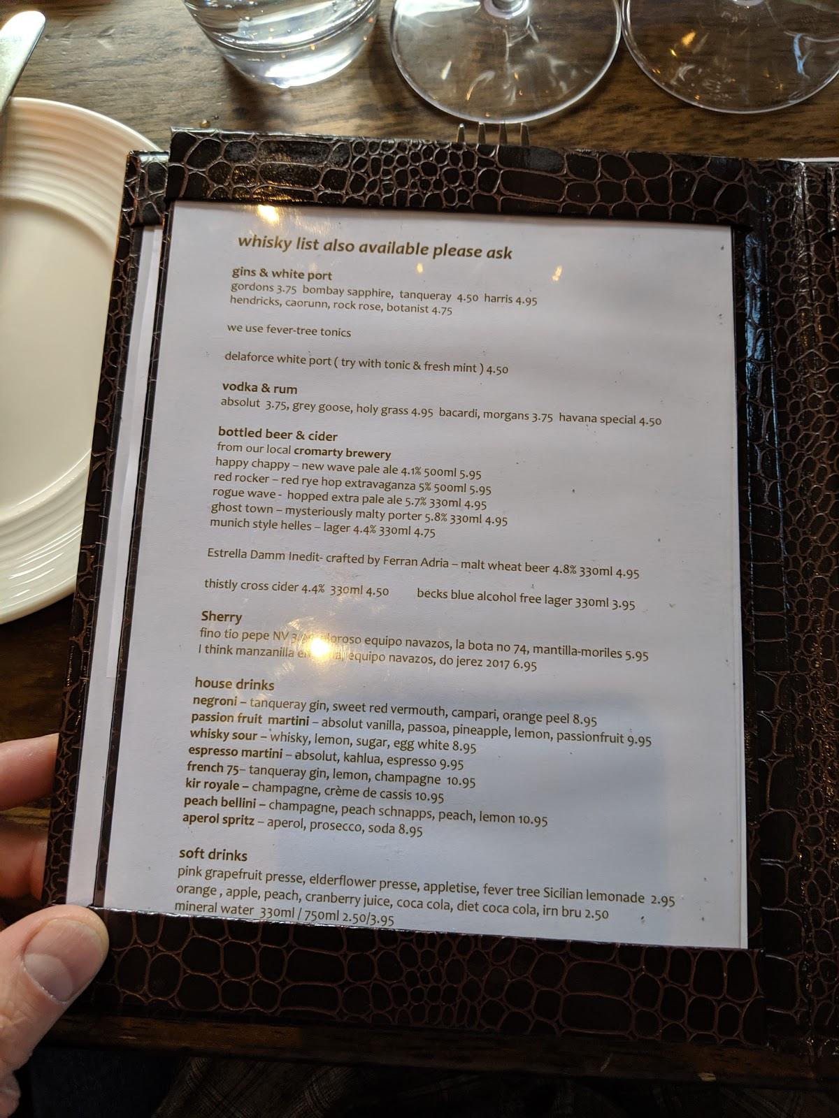 Menu at Rocpool pub & bar, Inverness, 1 Ness Walk