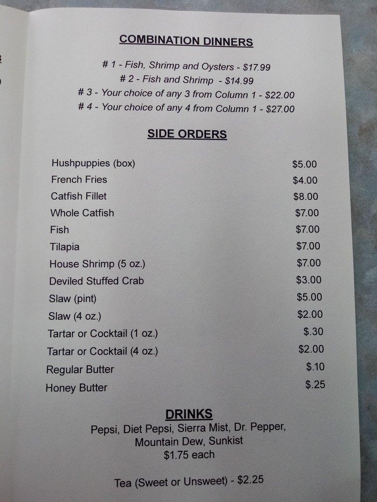 Menu at Shrimp and Company restaurant, Hueytown