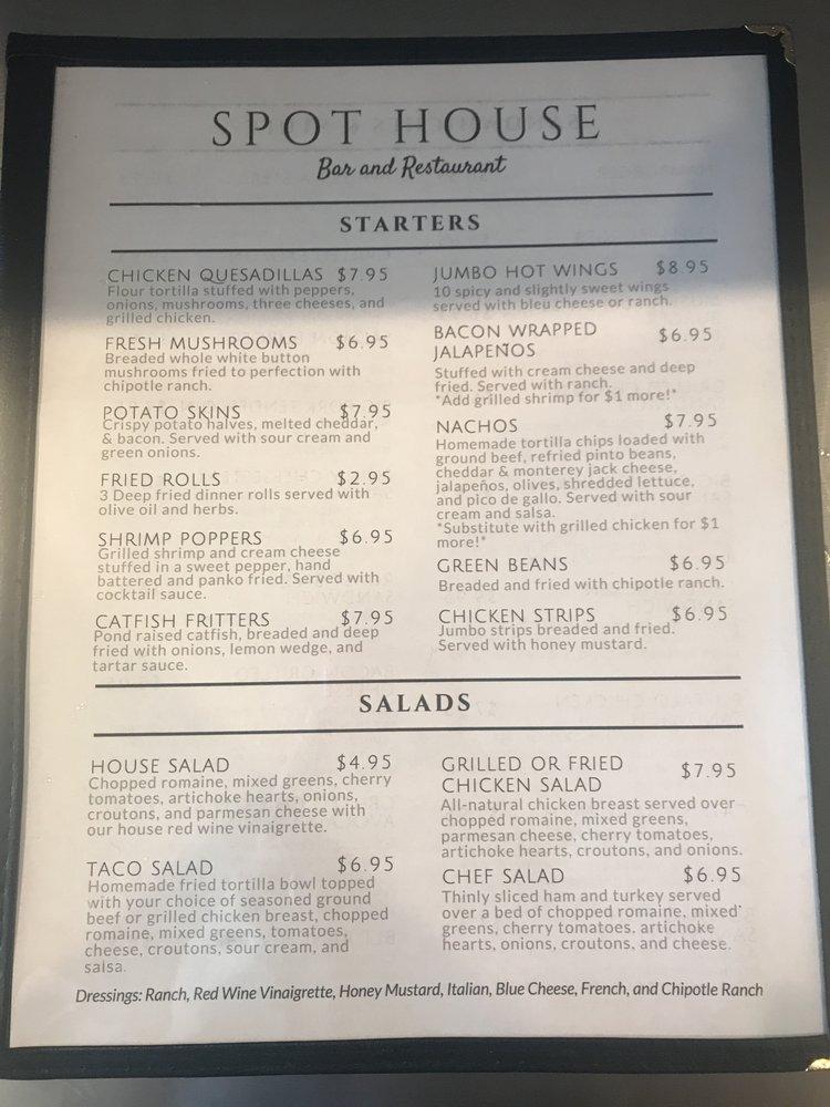 Menu at Spot House Restaurant and Bar, Florissant, Shopping Center
