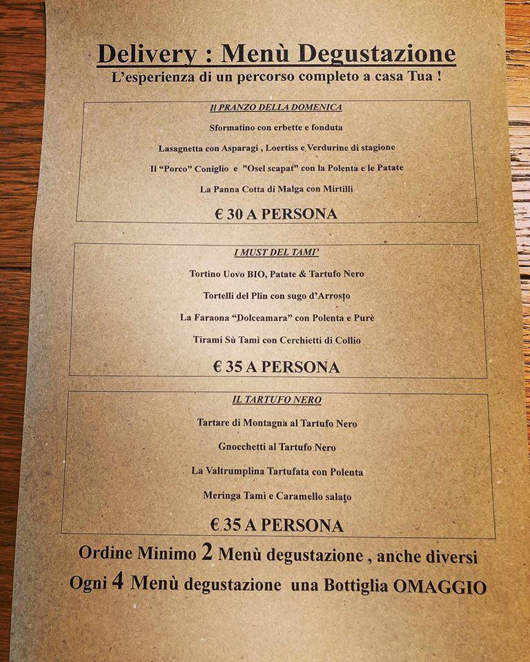 Menu at Tami' Ristorante Trattoria Di Lazzari Mauro S.A.S., Collio