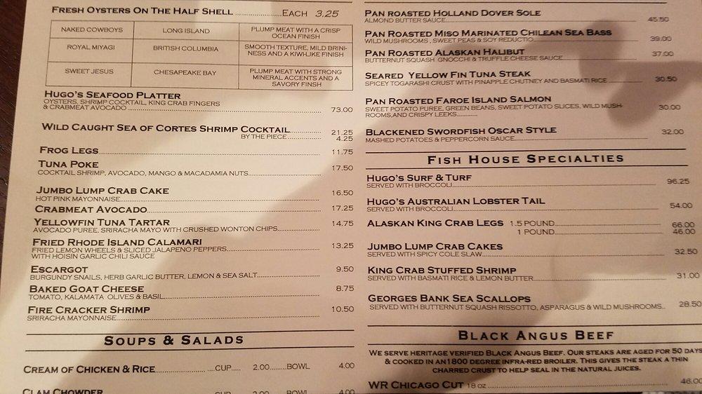 Menu at Hugo's Frog Bar & Fish House, Naperville