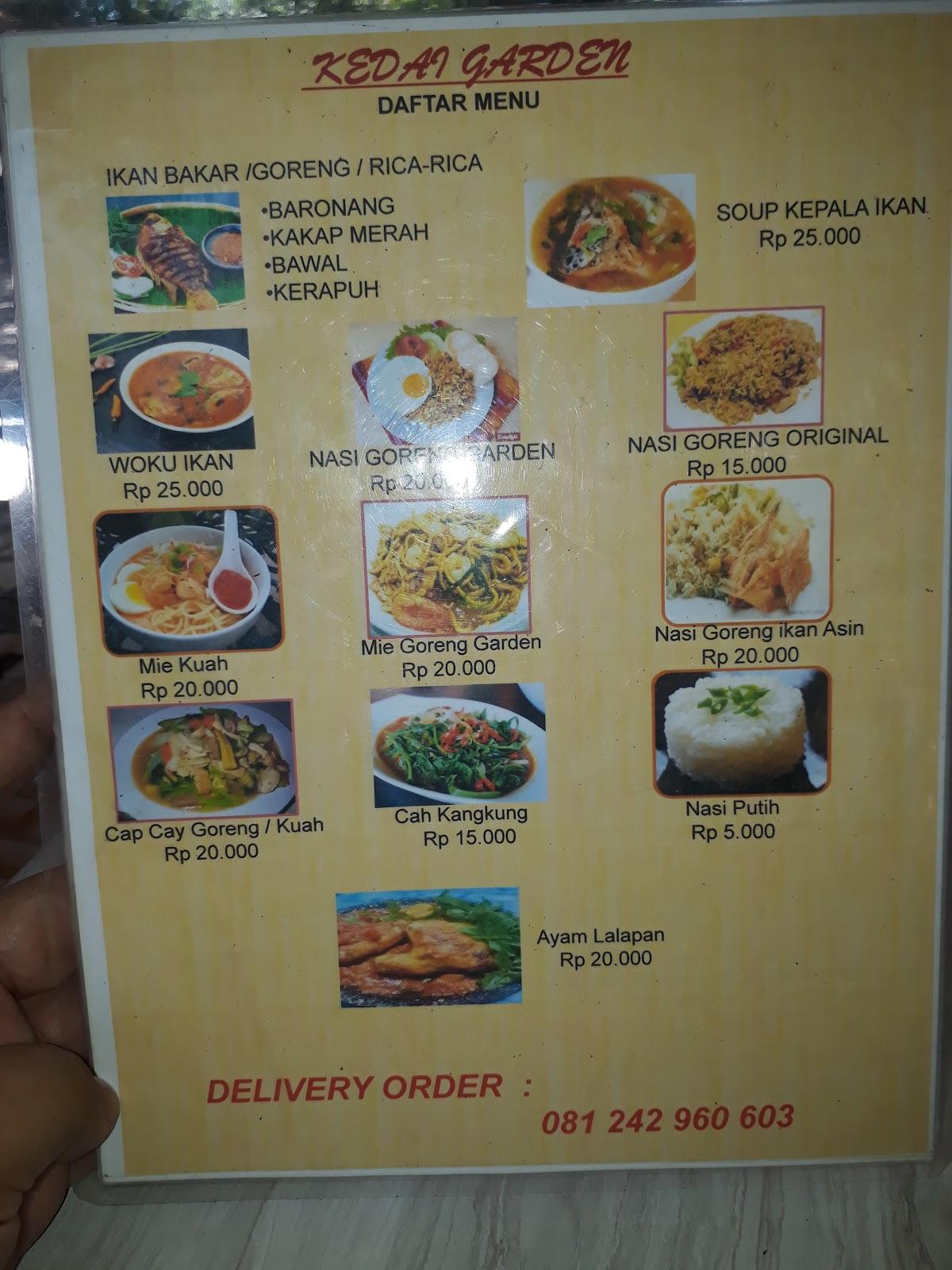 Menu at Kedai Garden restaurant, Makassar