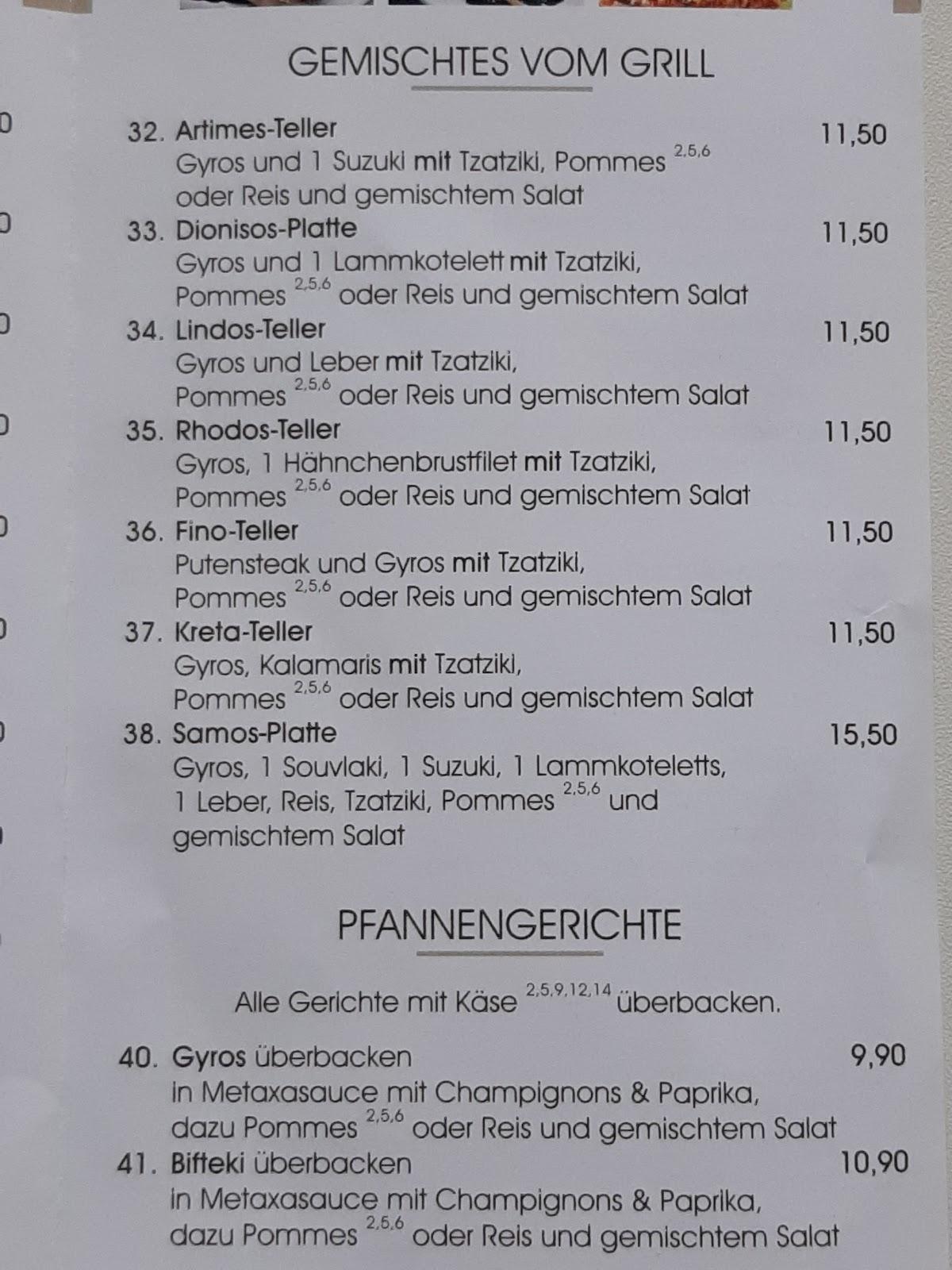 Menu at Samos, Griechisches Restaurant, Schwerin