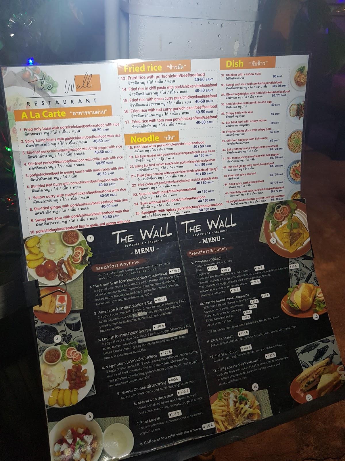 Menu at The Wall Restaurant Bar, Chiang Mai, 17/4 Ratchamanka Rd Soi 3