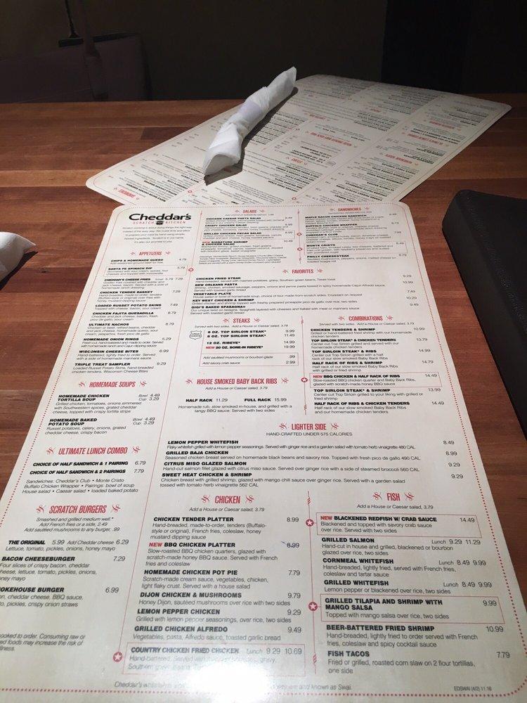 Menu at Cheddar's Scratch Kitchen restaurant, Daytona Beach, W ...