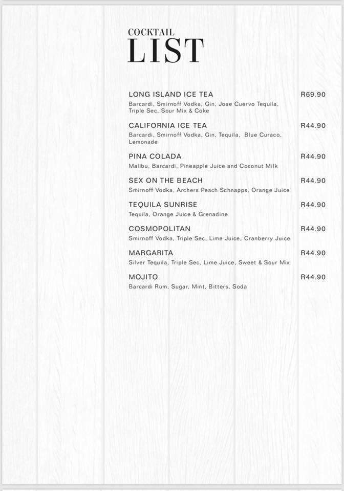 Menu at STEAKOUT GRILL restaurant, Rustenburg