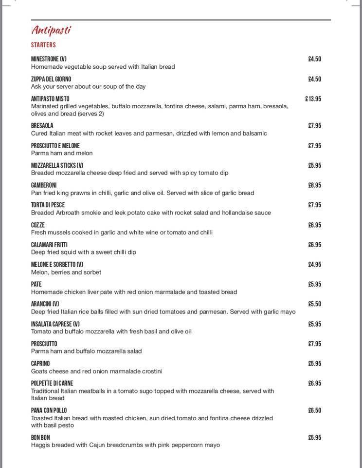 Menu at Amici (Strathaven) restaurant, Strathaven